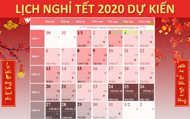 Lịch nghỉ Tết 2020 chính thức, bạn đã cập nhật chưa?